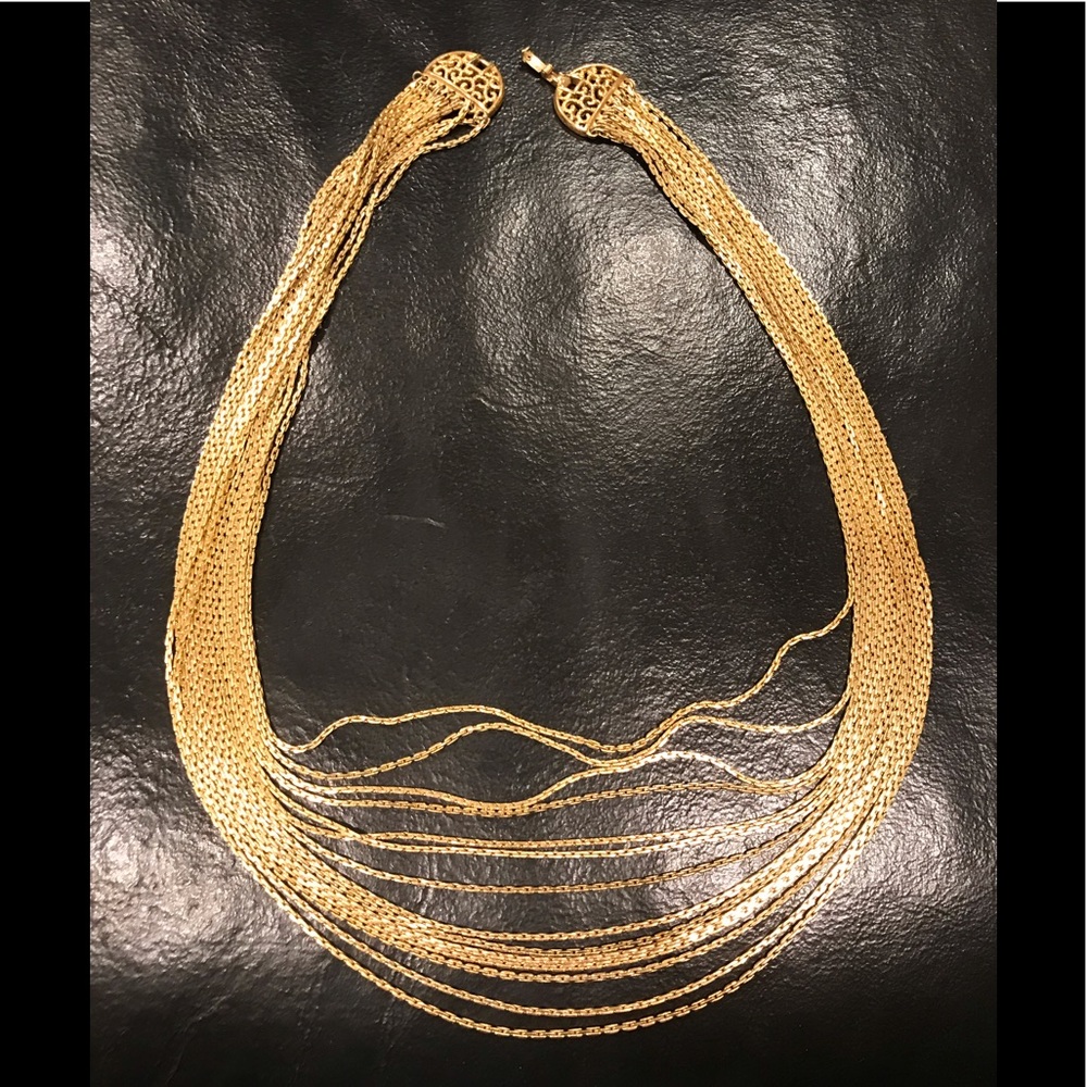 Monet Multichain Gold Tone Strand Necklace - Gem